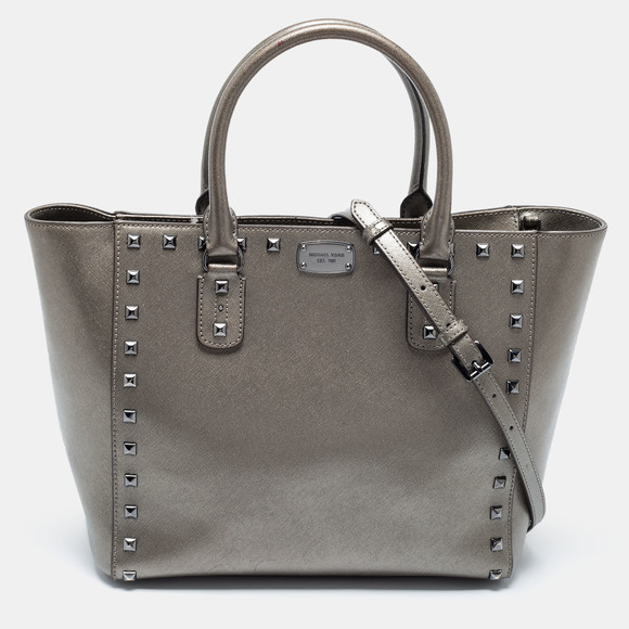 Michael Kors | Bags | Michael Michael Kors Gun Metal Leather Sandrine ...